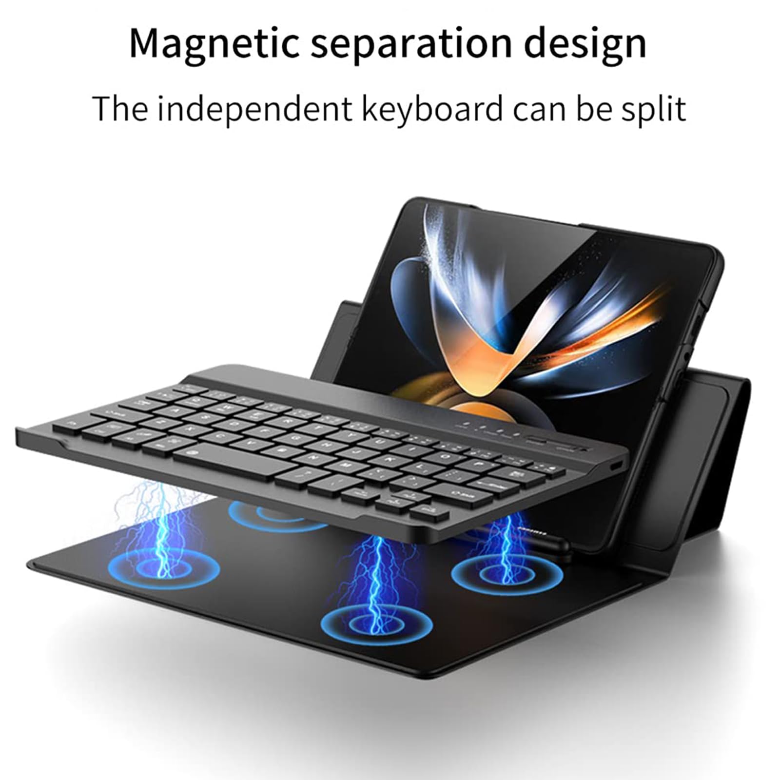 MOAITO for Samsung Galaxy Z Fold 5 Keyboard Case, Fold 4, Fold 3, Pixel Fold Keyboard Case, Folding Bluetooth Portable Travel Foldable Keyboard Case with S Pen for Samsung Galaxy Z Fold 4(Black)
