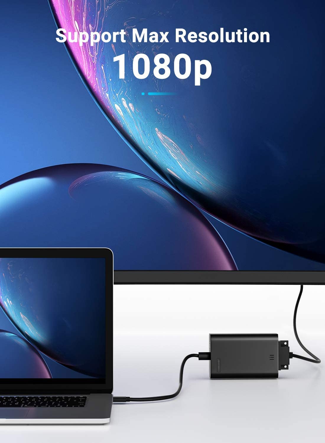 Lemorele USB to HDMI Adapter Compatible MacBook Pro/Air/Mini, HD 1080P HDMI USB Cable Adapter, HDMI USB Mac Adapter, Compatible with MacBook M1 / Windows 10/8/7 (Incompatible with Linux, Unix, Vista)
