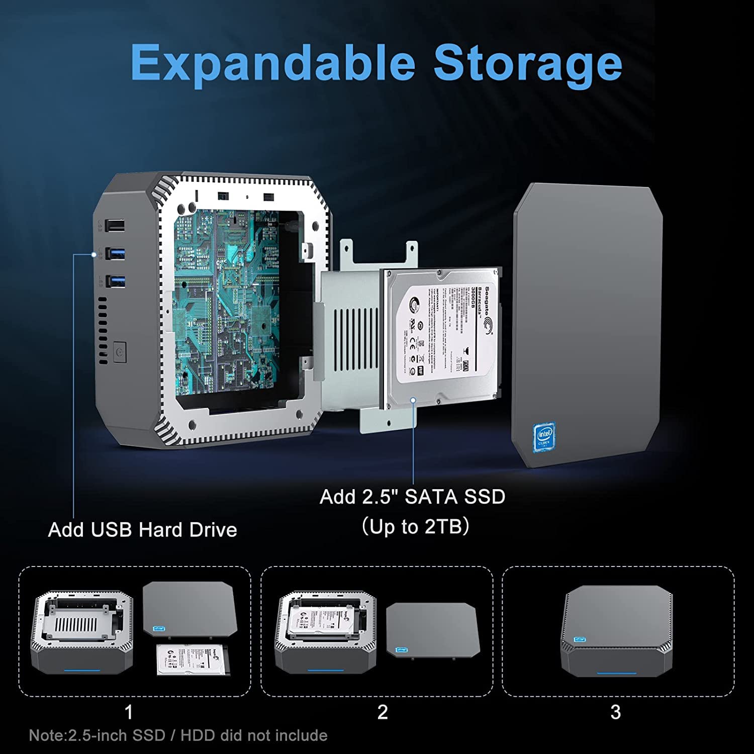 Mini PC Windows 10 Pro 6GB DDR3 128GB SSD Intel Celeron J3455 Processor(up to 2.3GHz) Mini Computer Dual Display at 4K HD Gigabit Ethernet 2.4G+5G Dual-Band WiFi BT 4.2