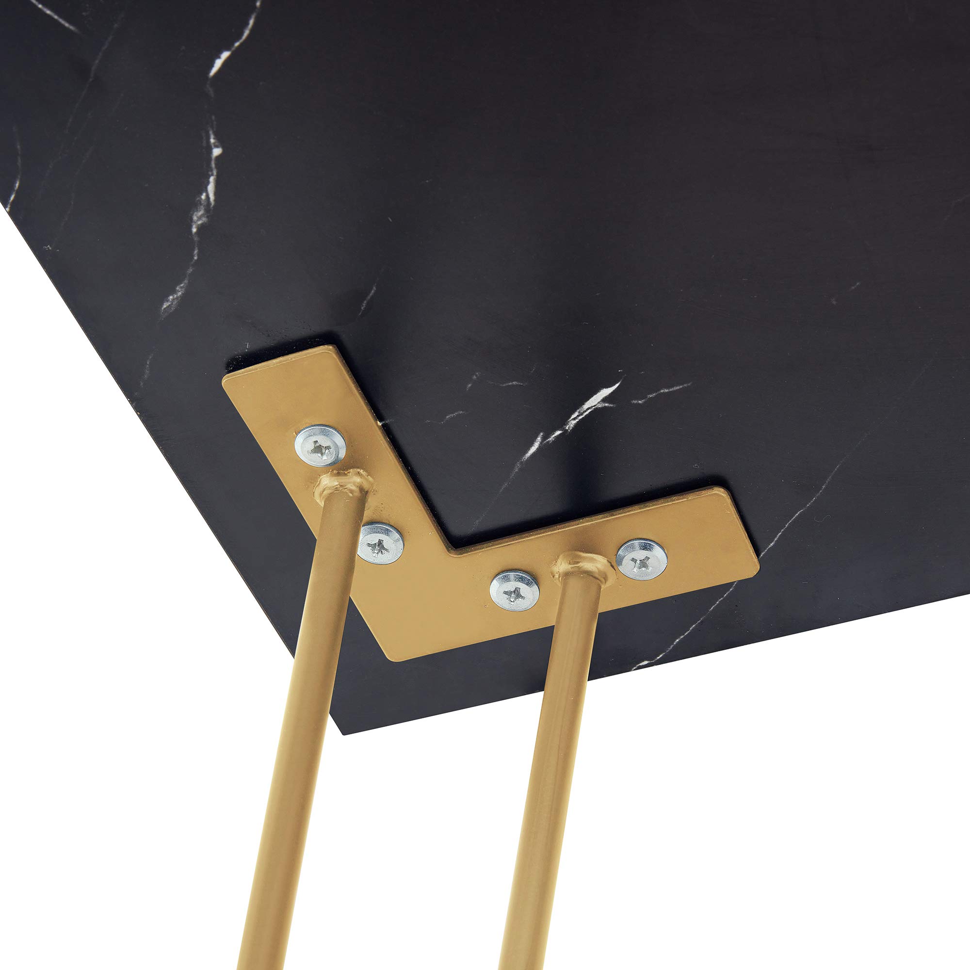 Henf Modern Simple Computer Table Laptop Desk, MDF Metal Iron Foot Office Desk Study Writing Table for Home Office,Golden Marble Color, Black