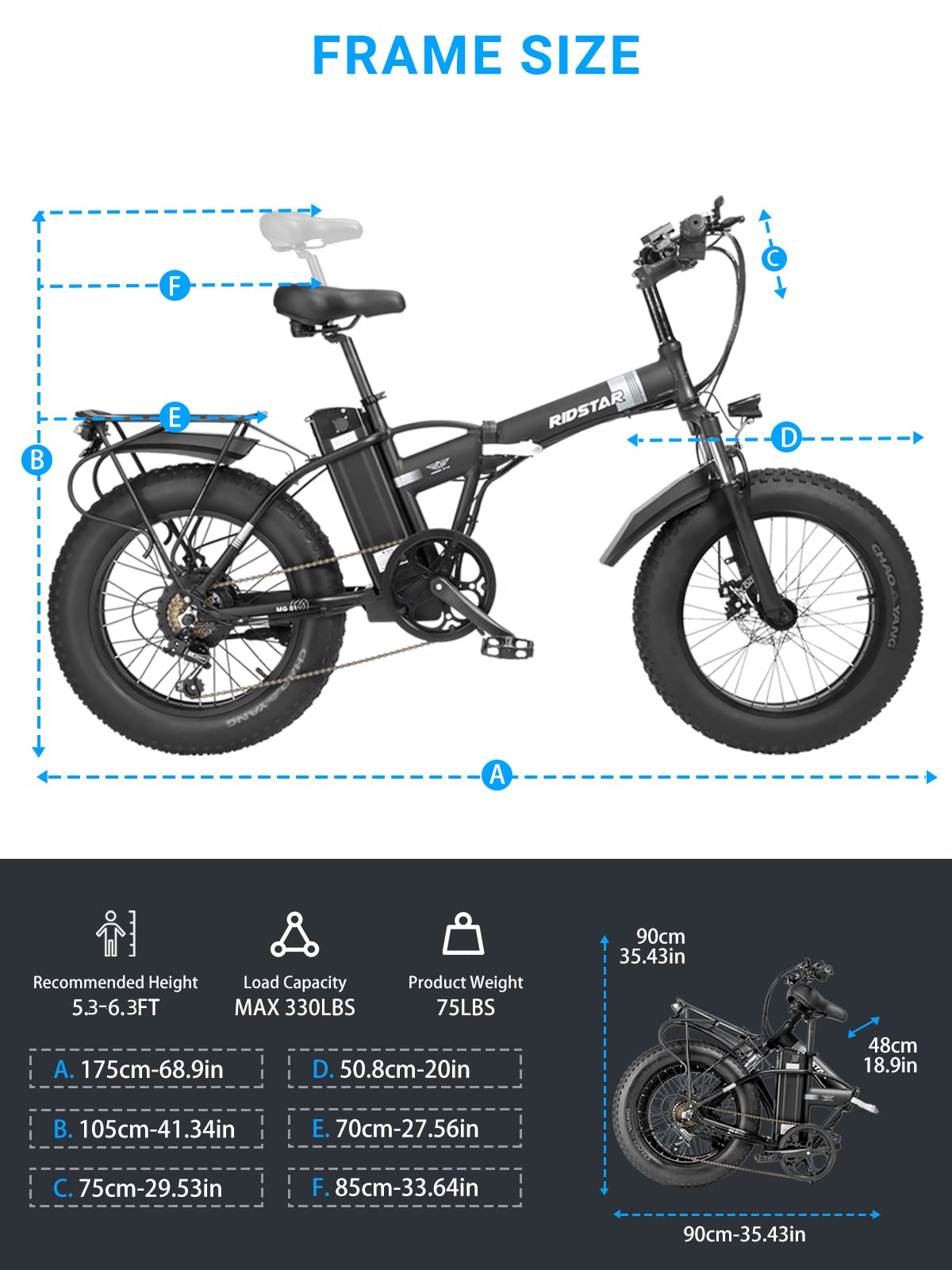 JSILAKOI Folding Electric Bike for Adults with 1000W Brushless Motor 48V 14AH Removable Lithium Battery 28MPH Shimano 7-Speed Foldable Ebike 20" x 4 Fat Tire Lockable Front Fork Suspension