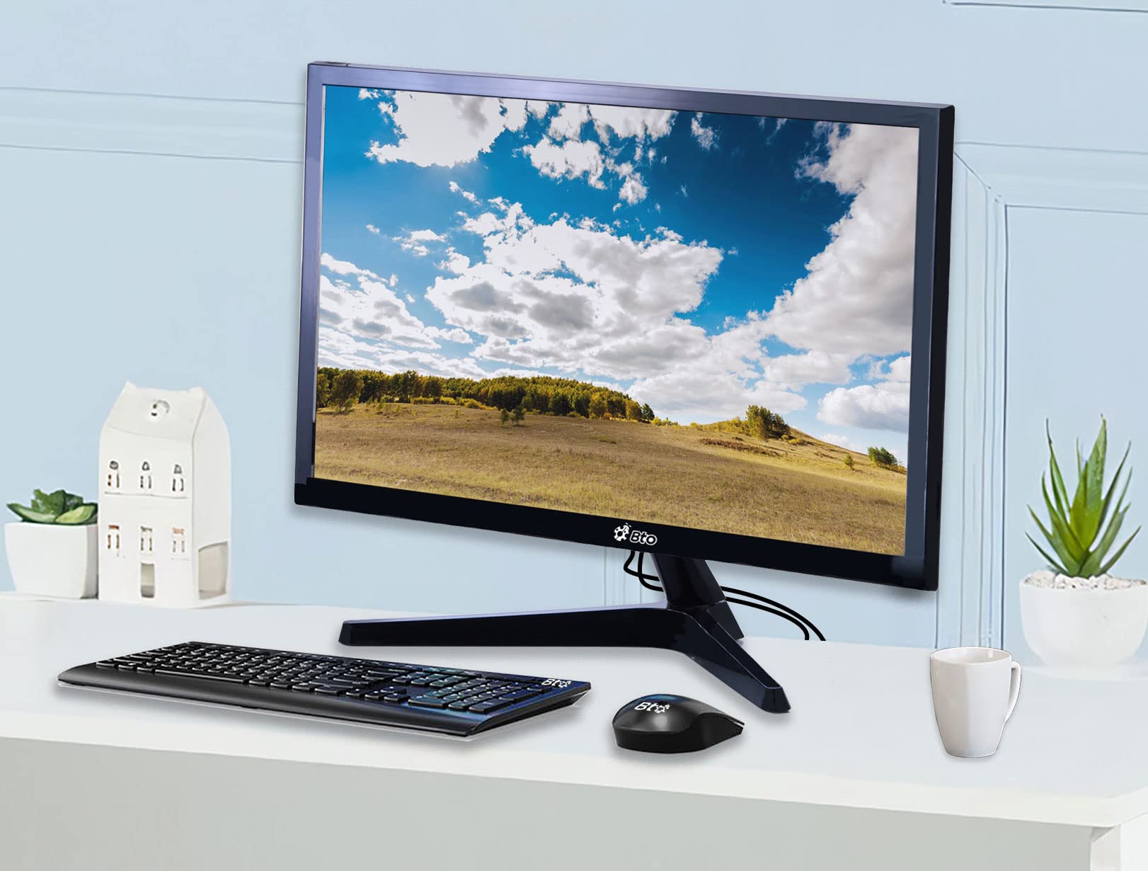 Lenovo All in one Tiny Computer Desktop PC, Intel Pentium J3710 Processor, 8GB Ram, 500GB Hard Drive, New 19 Inch Monitor, Wireless Keyboard and Mouse, WiFi/Bluetooth, Windows 10 (Renewed)