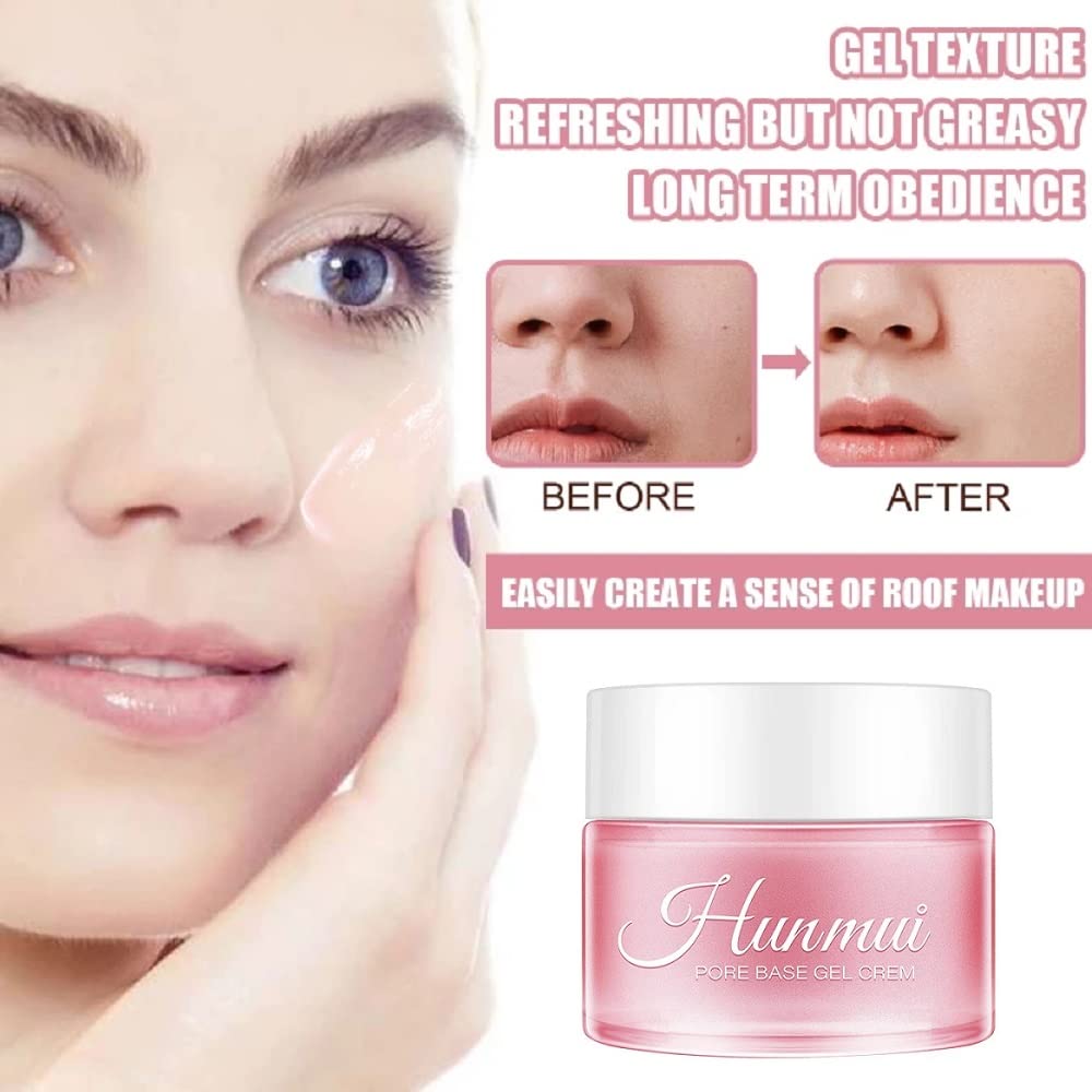 Hunmui Face primer pore base gel cream,Magical perfecting base face primer under foundation Anti-Aging WrinklesShrink Pore Remove Fine LinesExfoliatingAnti-Oxidation(1PC)