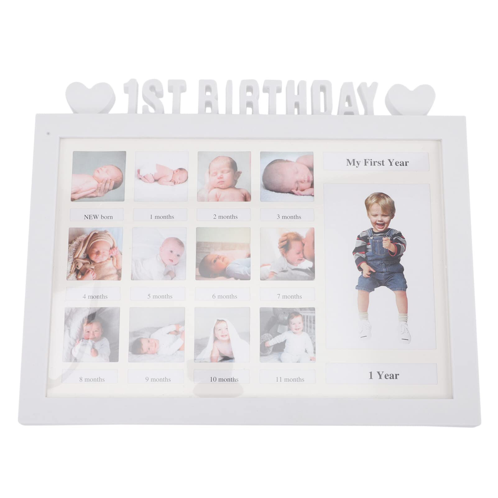 Kisangel Babys First Year Frame 12 Month Picture Frame 1st Birthday Photo Frame Picture Frame Milestone Photos Frame My First Year Picture Frame Memories Keepsake Photo Frame White