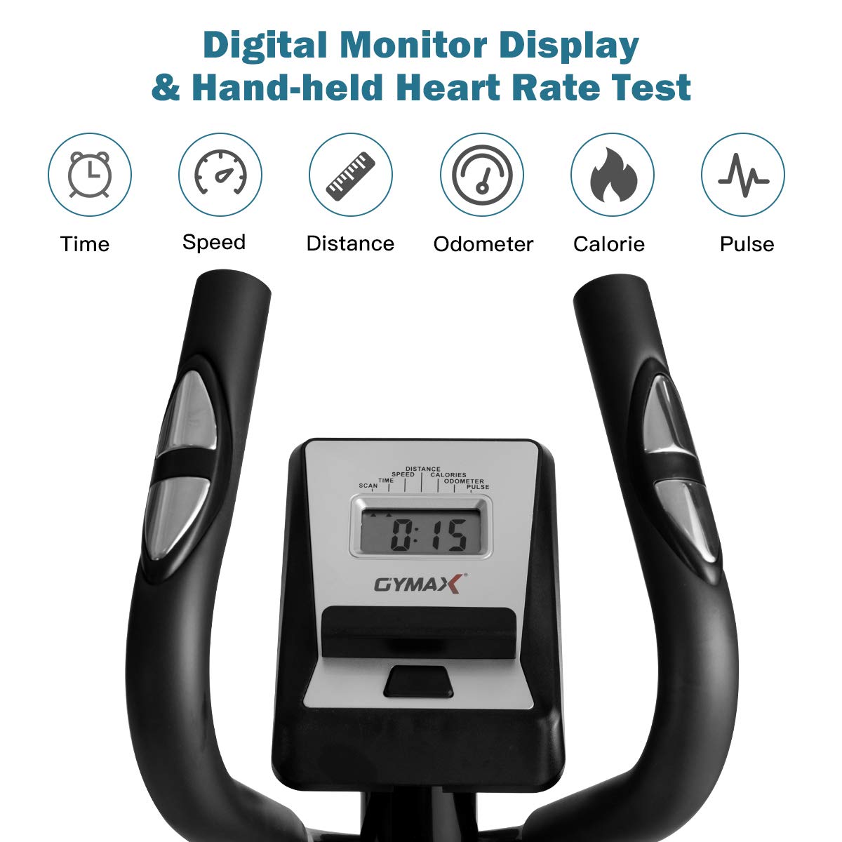 GYMAX Elliptical Machine, Adjustable Magnetic Elliptical Trainer with LCD Monitor, Device Holder & Pulse Rate Grip, Smooth Quiet Driven for Home/Apartment Cardio Workout