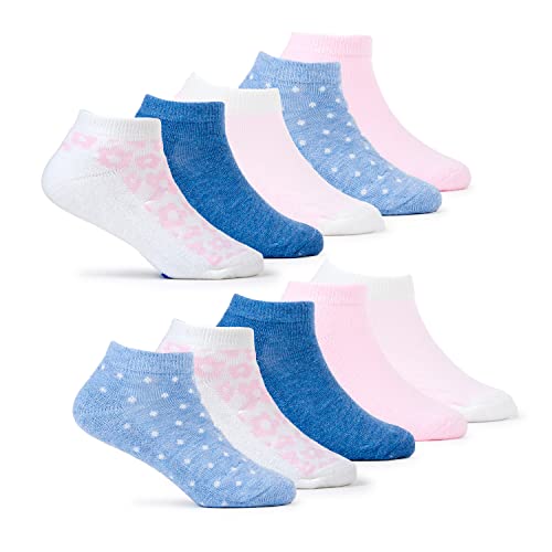 Keds Girls Soft Half Cushion Socks, 10 Pack Ankle Socks, L. Pink (10 Case Pack), Small US