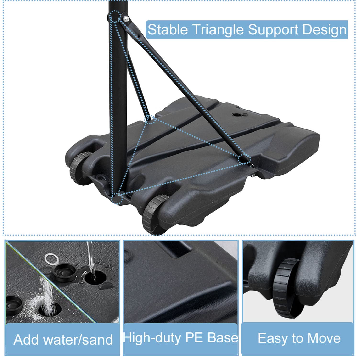 Icoud Height-Ajustable Basketball Hoop 7/8.5/9.2ft Portable Basketball Goals,32 inch Background with Wheels System