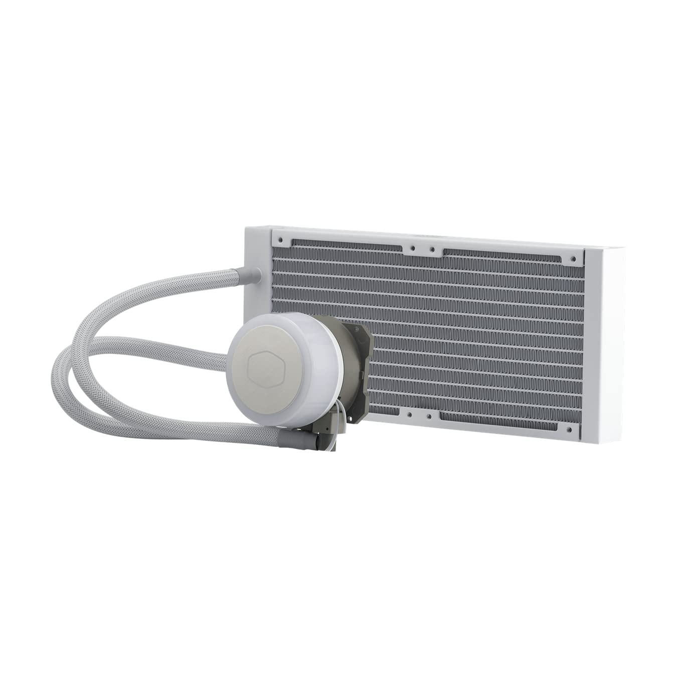 MasterLiquid ML240 Illusion White Edition CPU Liquid Cooler, AIO Water Cooling System, 2 x 120mm ARGB Halo Fans, 240mm Radiator Compatible with AMD Ryzen/Intel LGA1700*/1200/115X, White