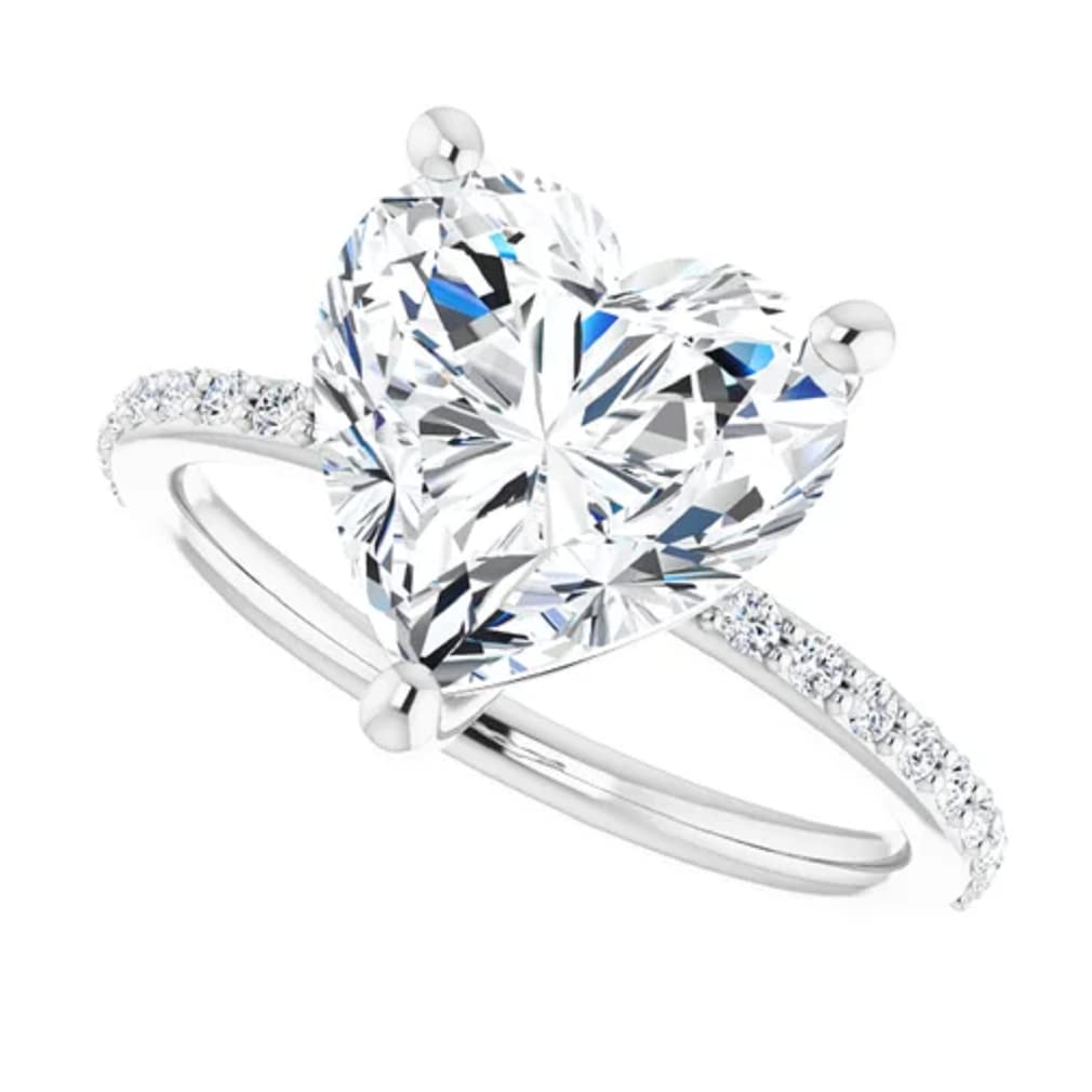 JEWELERYIUM 4 CT Heart Cut Colorless Moissanite Engagement Ring, Wedding/Bridal Ring Set, Solitaire Halo Style, Solid Sterling Silver Vintage Antique Anniversary Bridal Rings Gift for Her (4.5)