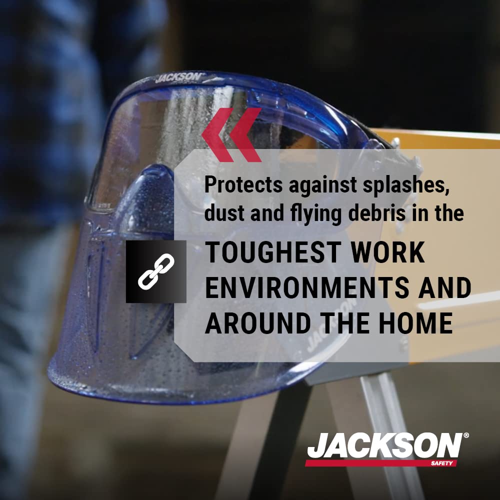 Jackson Safety GPL500 Premium Goggle with Detachable Face Shield - Anti-Fog Coating - Clear Lens β Blue - 21000