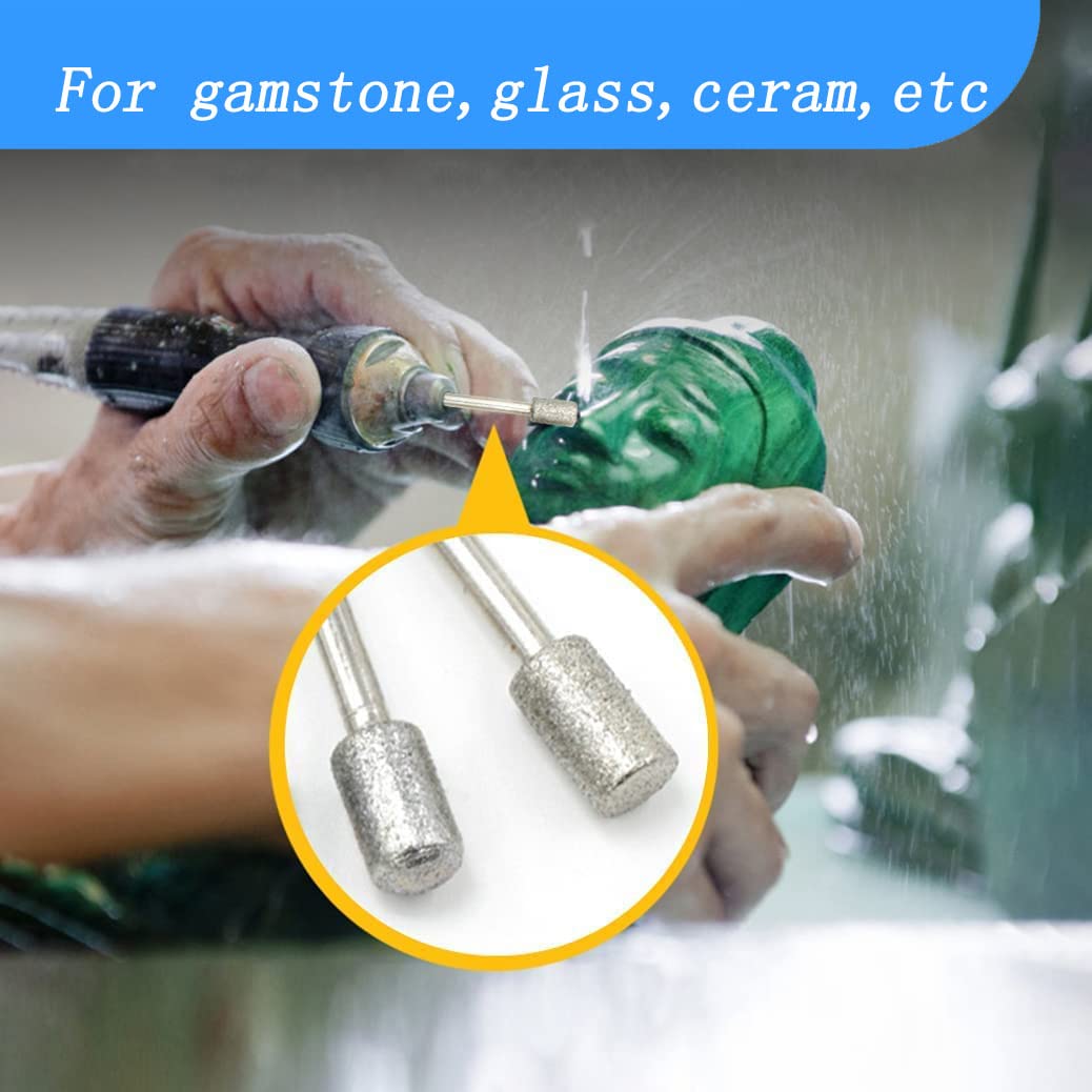 ๐๐ฎ๐จ ๐ค๐ 20 Pcs Diamond Burr Sets, 1/8 Inch Shank Stone Carving Sets Diamond Grinding Bits for Dremel Rotary Tools (120#)