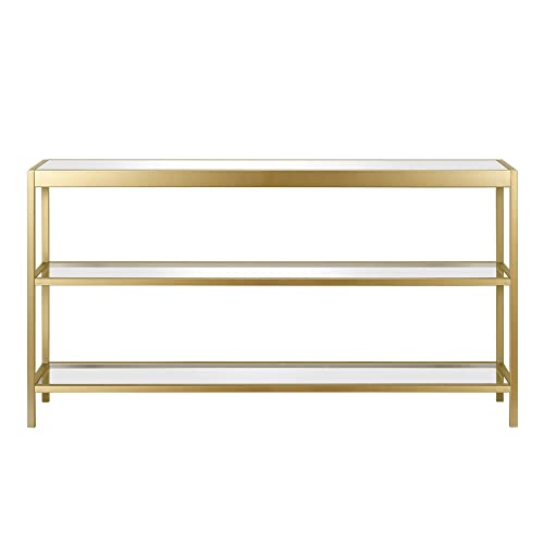 Henn&Hart 55" Wide Rectangular Console Table in Brass, Entryway Table, Accent Table for Living Room, Hallway