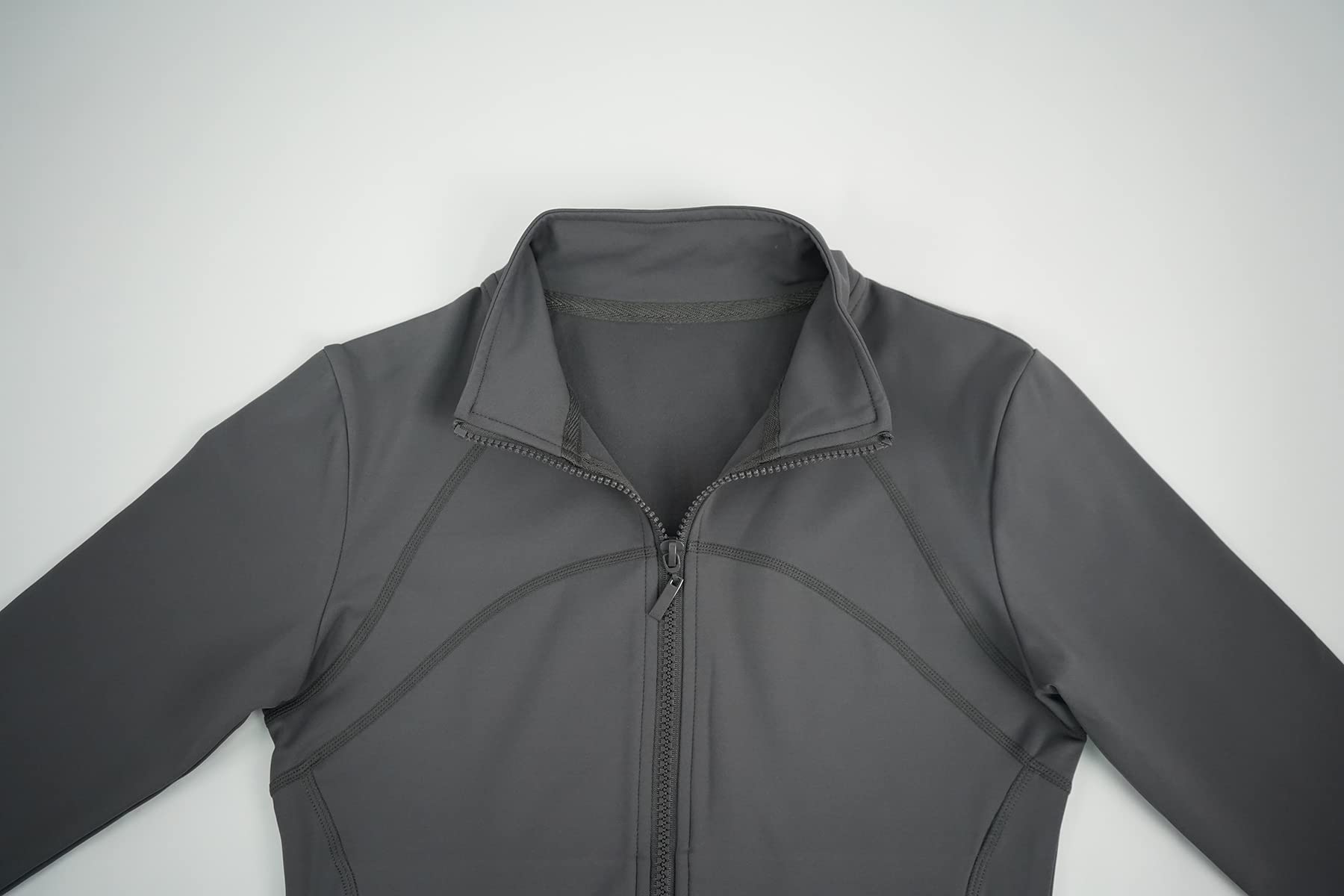 Holylion Women's Warm Fleece Yoga Tops Crop Zip Up Workout Jacket (Grey, M)