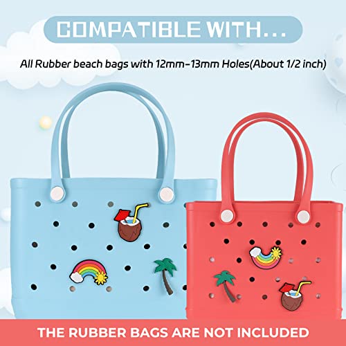 Matalde Rubber Beach Bag Accessories Charms - 3" Beach Charm Accessories for Rubber Beach Totes with 0.5'' dia Holes