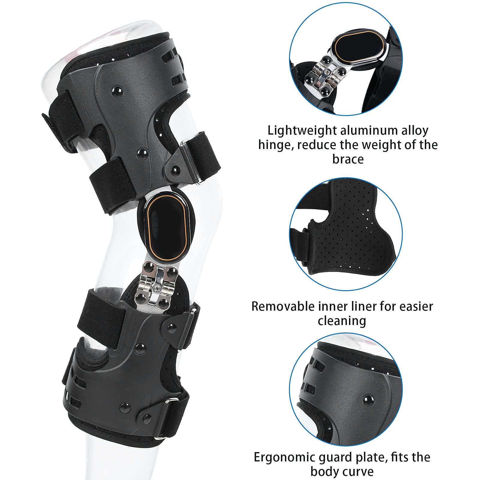 Knee Brace, Knee Brace Stabilizer Knee Immobilizer Brace Knee Support Brace Orthopedic Kneepad for Ligament Injuries for Sports Injuries(Right)
