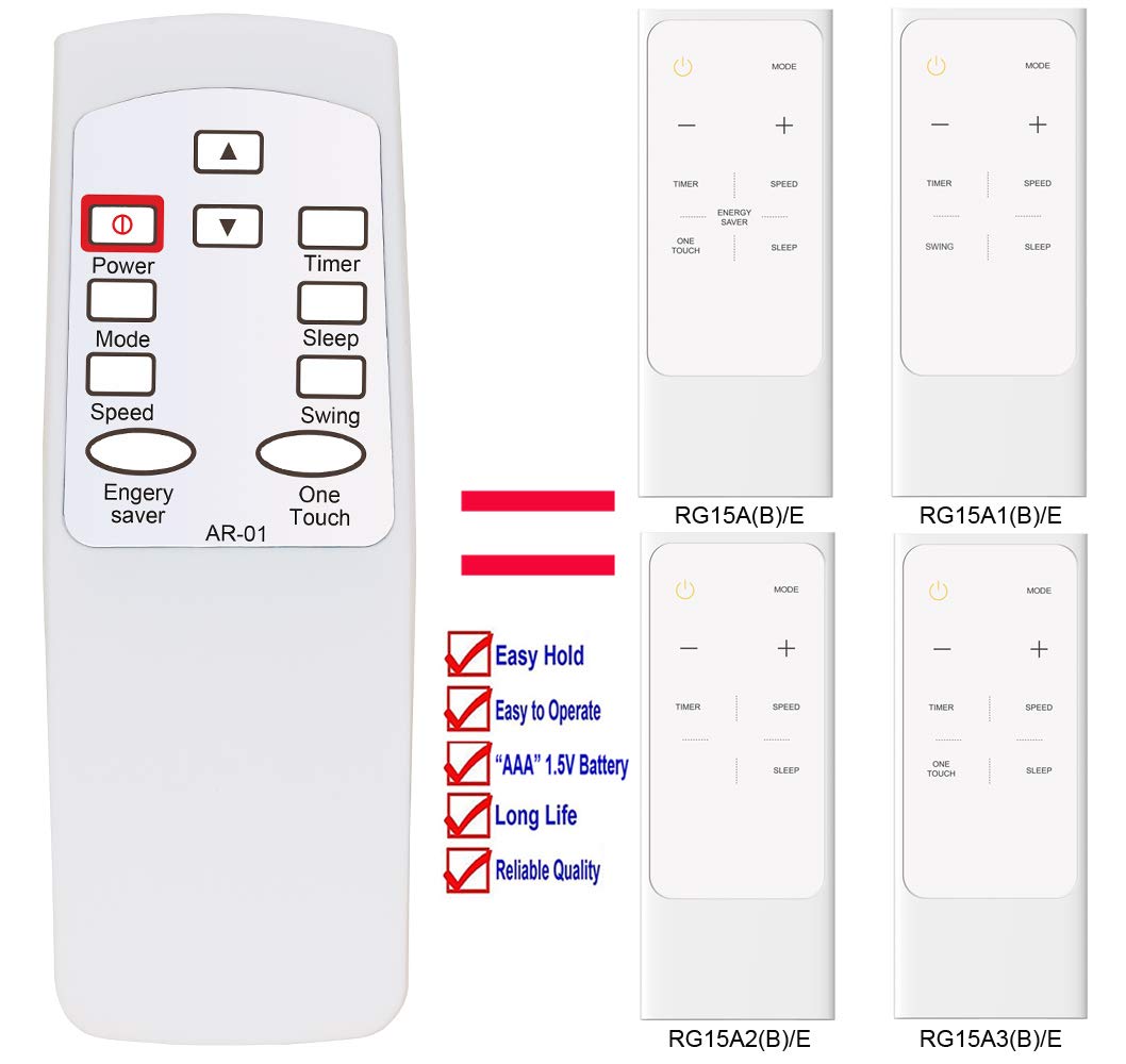 HA-AR-01 Replacement for Air Conditioner Remote Control RG15A(B) RG15A(B)/E RG15A1(B)/E RG15A2(B)/E RG15A3(B)/E (This is not a Universal AC Remote Control)