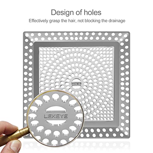 LEKEYE Shower Drain Hair Catcher | Shower Drain Cover Stainless Steel and Silicone