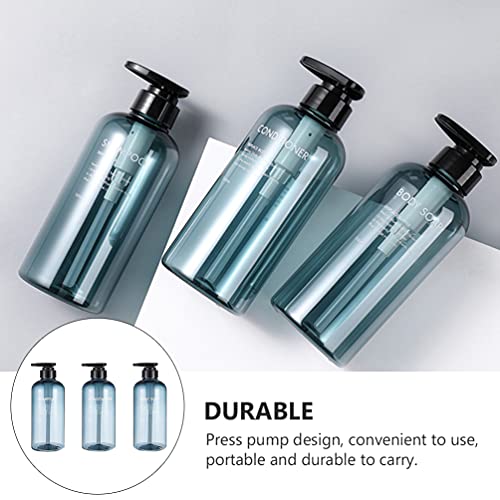 Healifty 3pcs Shampoo Bottle Hand Soap Bottle Empty Lotion Bottles Lotion Container Hair Bottle Push Type Bottle Toiletries Blue Soap Dispenser Shampoo Container The Pet Liquid Perfume