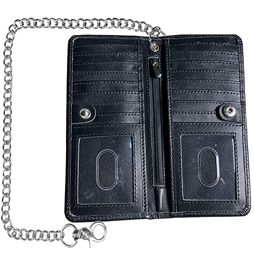 IBRO Long Bifold RFID Blocking Motorcycle Chain Wallet for Men