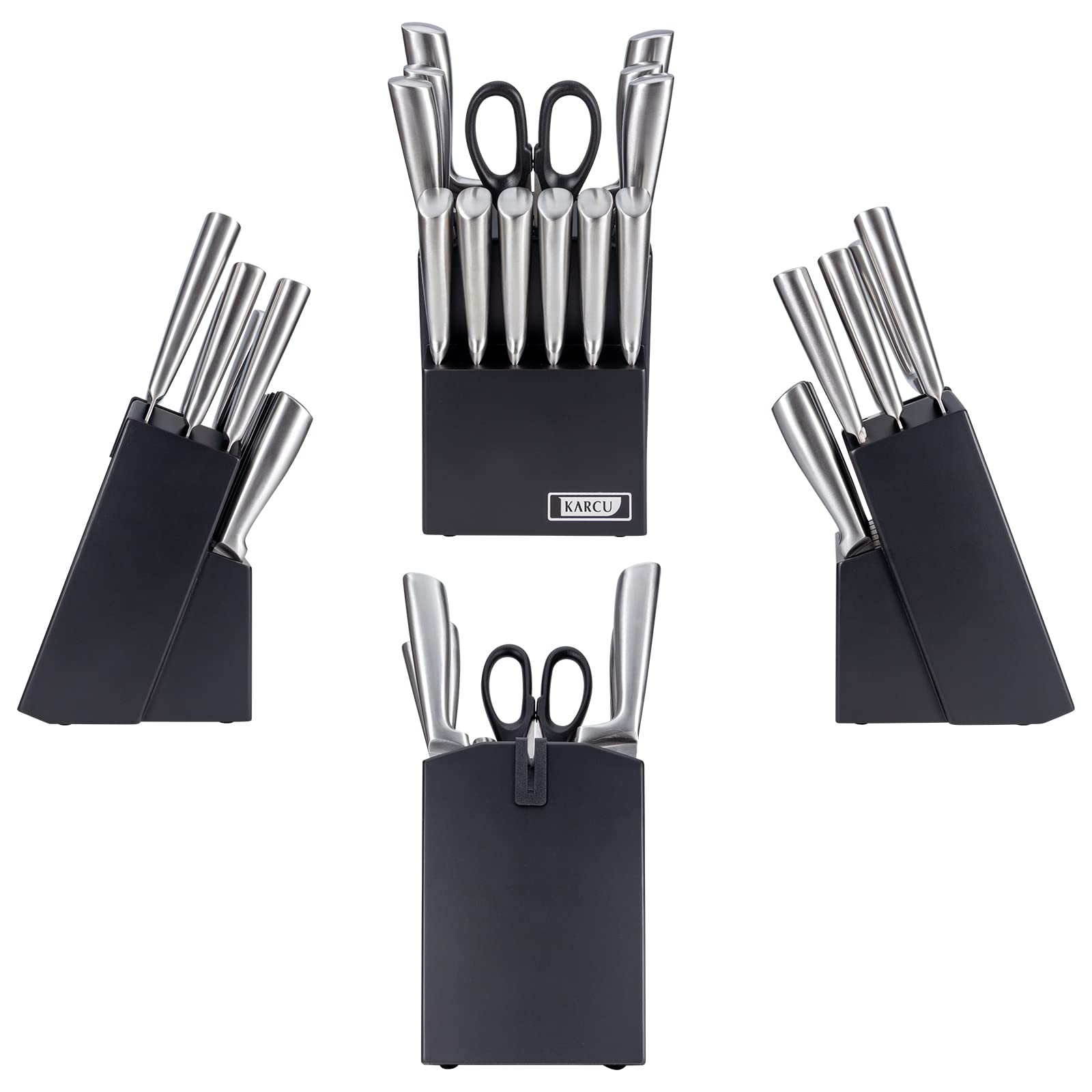Knife Set, 14-piece Karcu Kitchen Knife Block Set, German Stainless Steel Knife Set