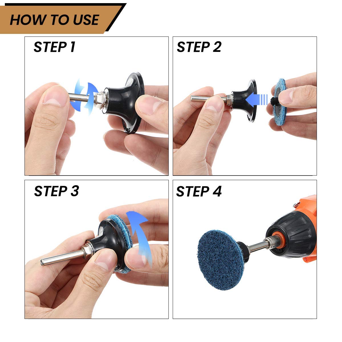INSMA 2 inch Quick Change Discs 30Pcs Sanding Discs 1Pcs 1/4'' Holder, Surface Conditioning Discs, for Die Grinder Surface Prep Strip Grind Polish Finish Burr Rust Paint Removal