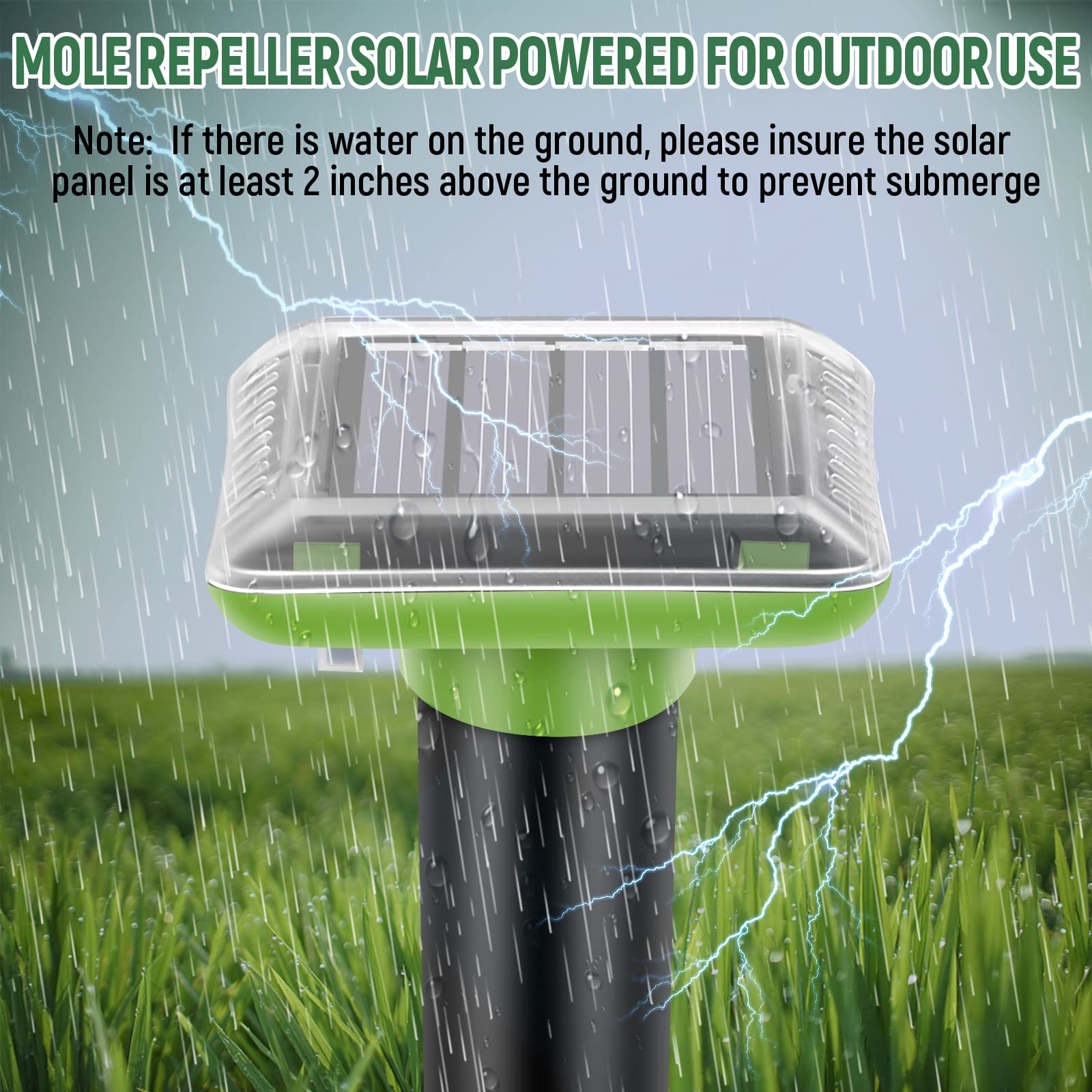 HiAnifri Solar Mole Repellent Ultrasonic,2023 New Mole Vole Gopher Repellent Outdoor Solar Powered,Effectively Repels Garden and Yard Voles,Snakes,Gophers