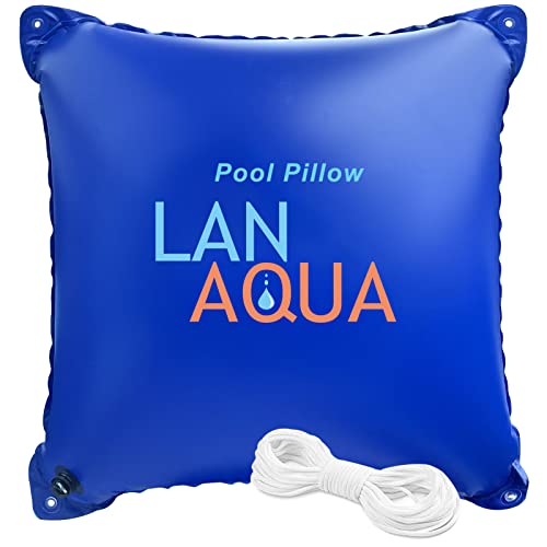 LanAqua 4 x 4 Ft Pool Pillows for Above Ground Pools,0.4mmThick Winter Pool Pillow for Closing,Super Durable PVC & Strong Cold Resistant Pool Cover Air Pillow,Rope Included (55ft)