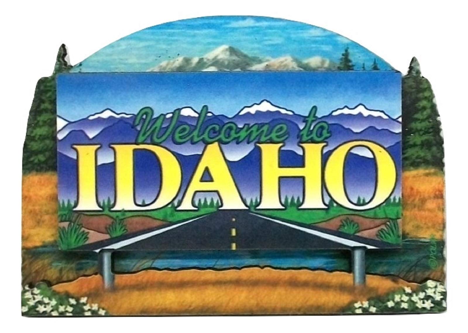 Idaho State Welcome Sign Wood Fridge Magnet