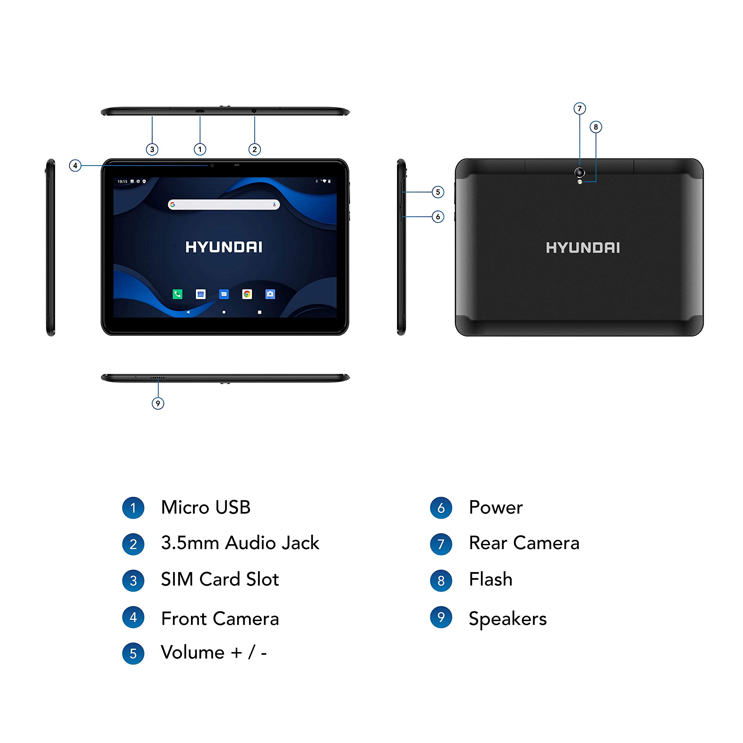 HYUNDAI HyTab Plus Tablet, 10 Inch Tablet, IPS Display, 4G LTE (T-Mobile only), WiFi Tablet, Quad-Core Processor, 2GB RAM, 32GB Storage, Dual Camera, Android 10 Go Tablet, 5000 mAh Battery - Graphite