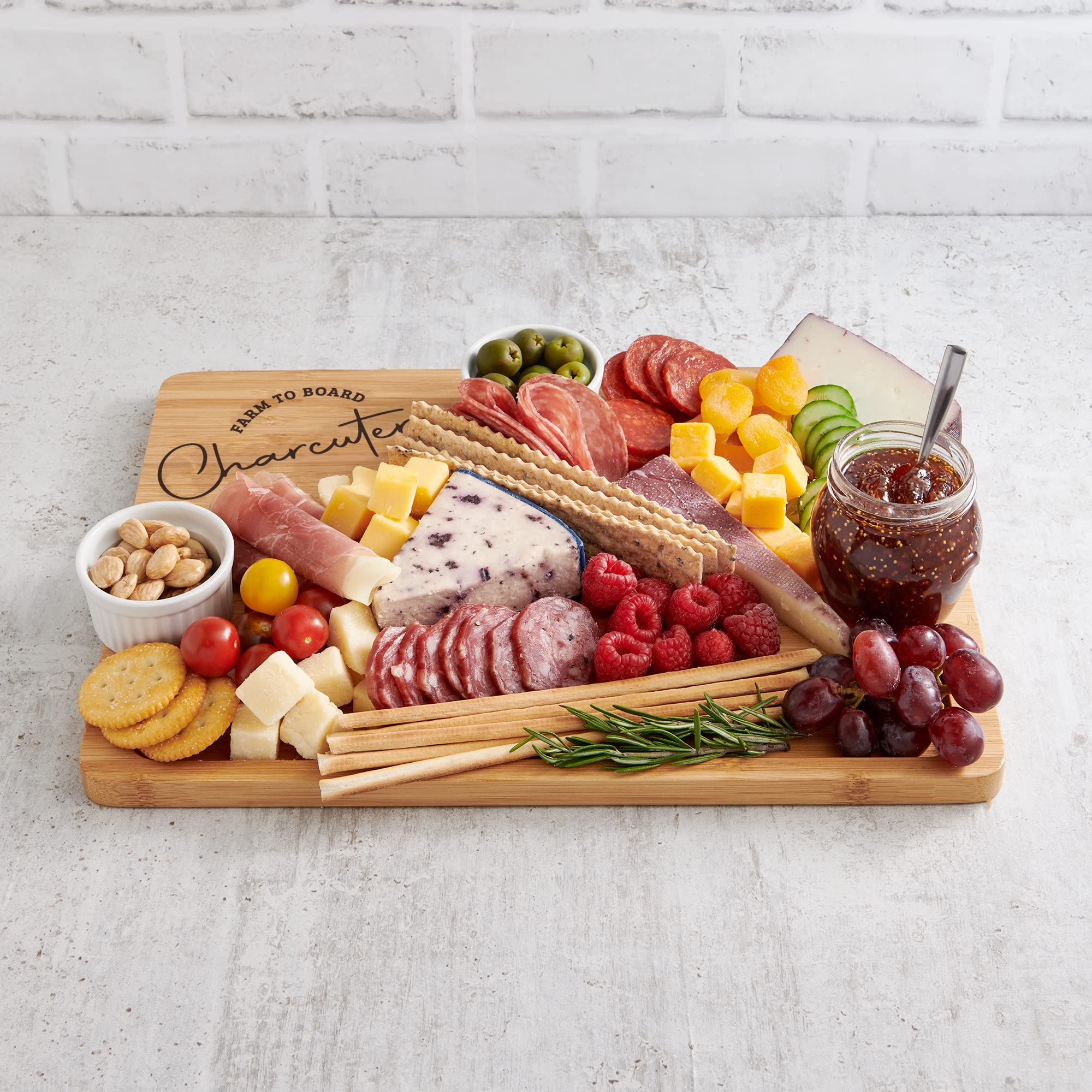 HIC Kitchen Maison du Fromage Charcuterie Cheese Board, Caramelized Bamboo, Rectangular, 11 x 15 x 0.6-Inches