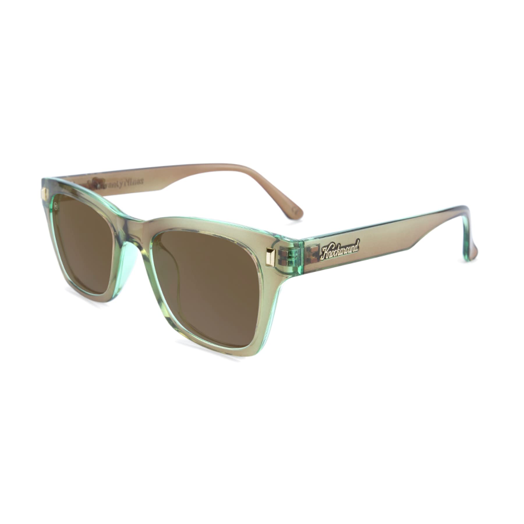 Knockaround Seventy Nines Polarized Sunglasses for Women & Men - Impact Resistant Lenses & Full UV400 Protection, Translucent Sage Frames/Amber Lenses