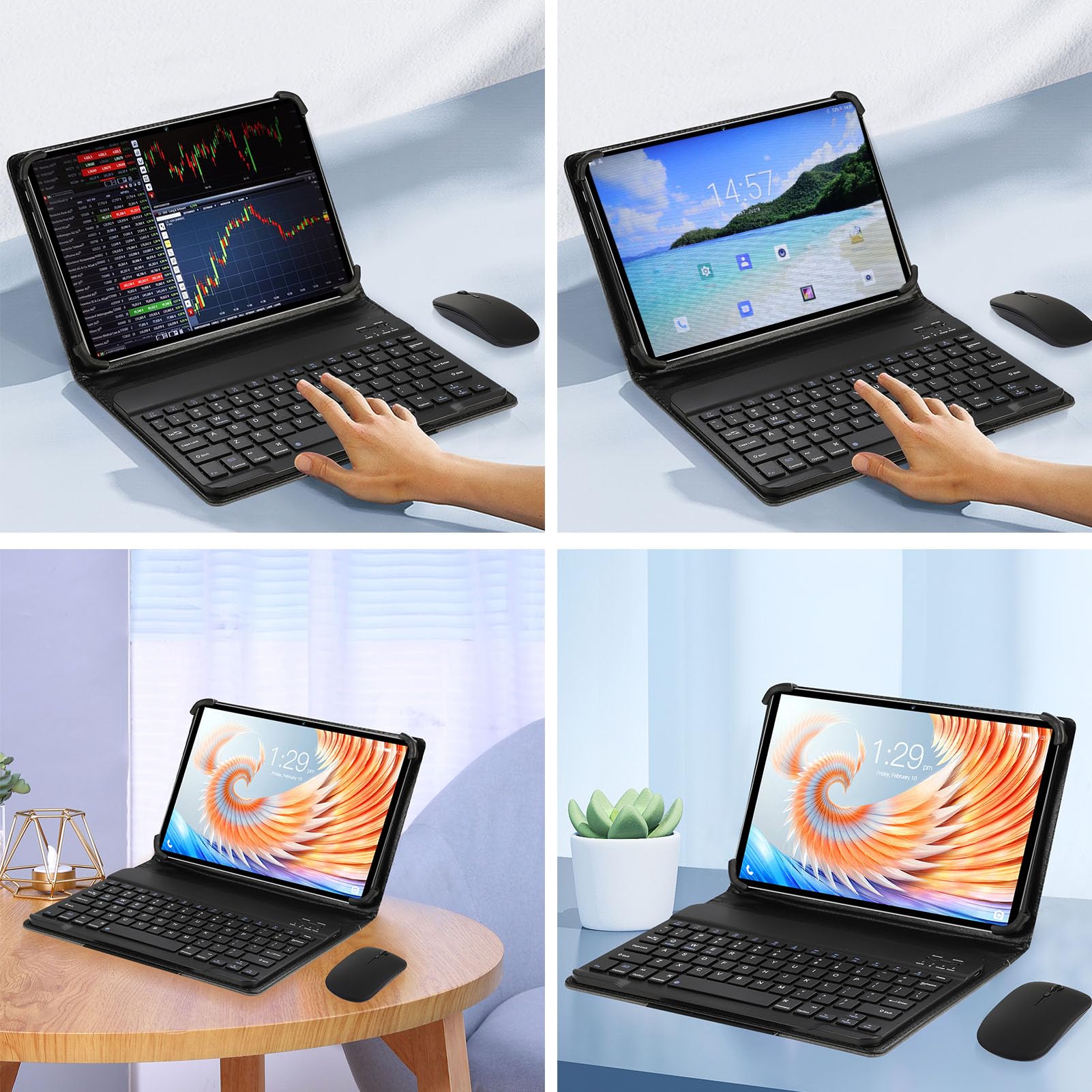 Gugxiom 2 in 1 Tablet, Android 12 Tablet, 6GB RAM 128GB ROM, 8 Core Processor, 2.4GHz 5G WiFi, 7000mAh, with Keyboard and Mouse, 10.1 FHD Screen (US Plug)