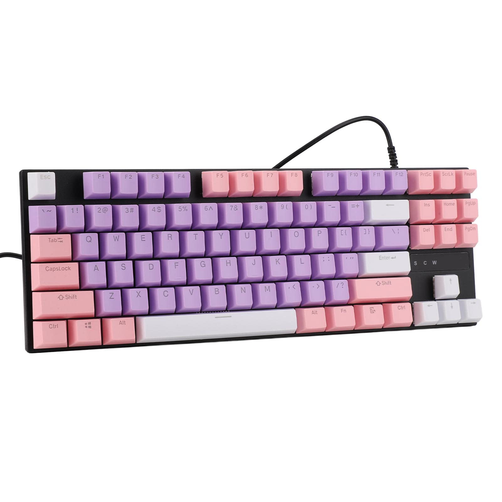 LBEC Mechanical Gaming Keyboard, Gaming Keyboard All Key Conflict Free 26 RGB Lighting Effects Blue Switch Waterproof for PC (Purple Pink White)