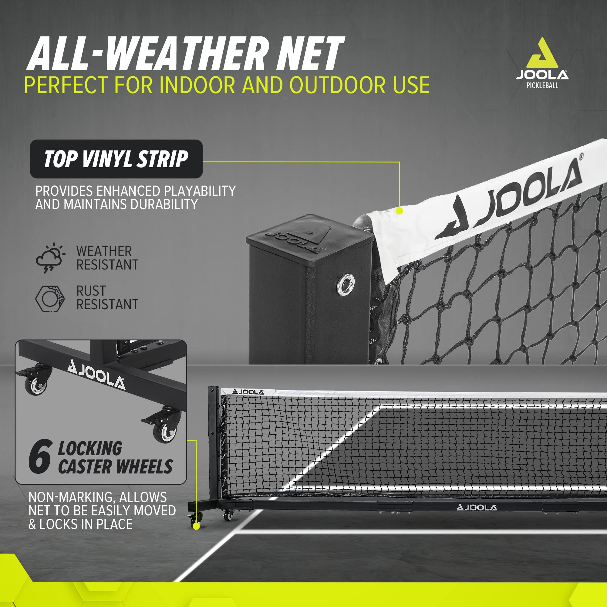 JOOLA Pro Pickleball Net β Portable Outdoor Pickleball Net System β Heavy Duty, Tournament Grade Net for Outside & Indoor Pickleball Courts β Regulation Height & Length β Wheels for Easy Mobility