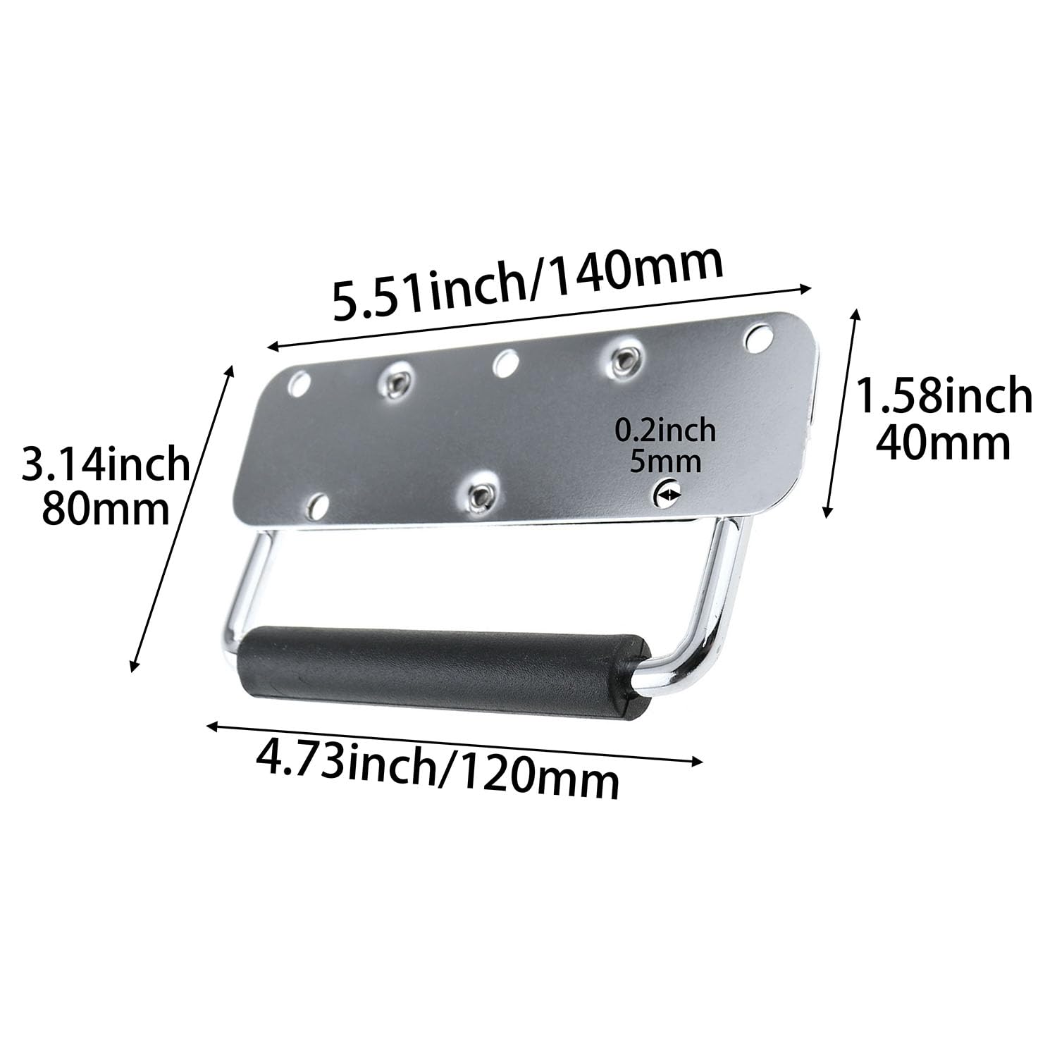 MEETOOT 2PCS 5.51x3.14 inch 304 Stainless Steel Spring Loaded Box Handle with Rubber Grip Suitable for Garage Ship Household Speaker
