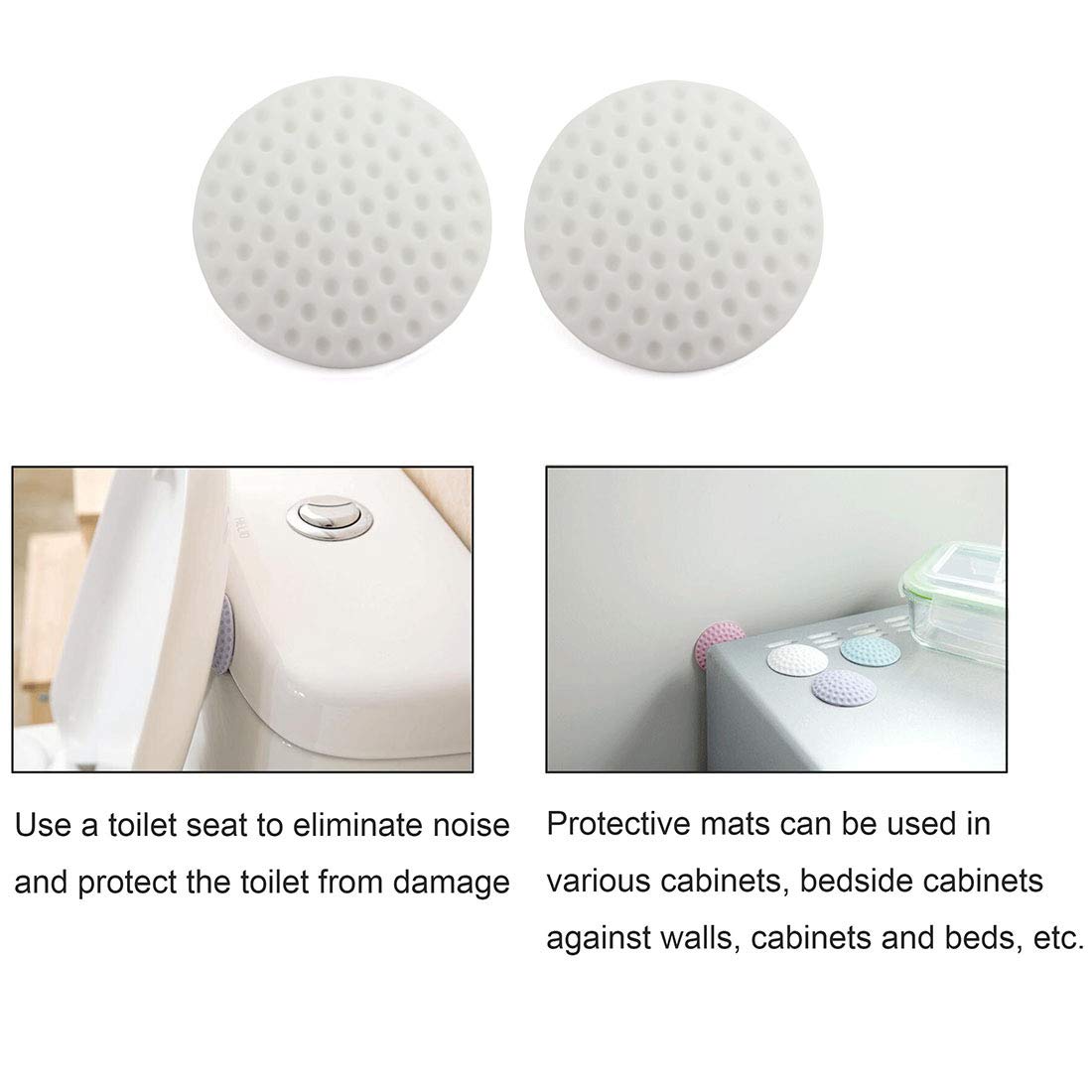 HJ Garden 6PCS Wall Protectors Door Handle Bumpers Buffer Guard Doorknob Rubber Self Adhesive Silencer Crash Pad for Home Office Doorstop Door Stopper(White)