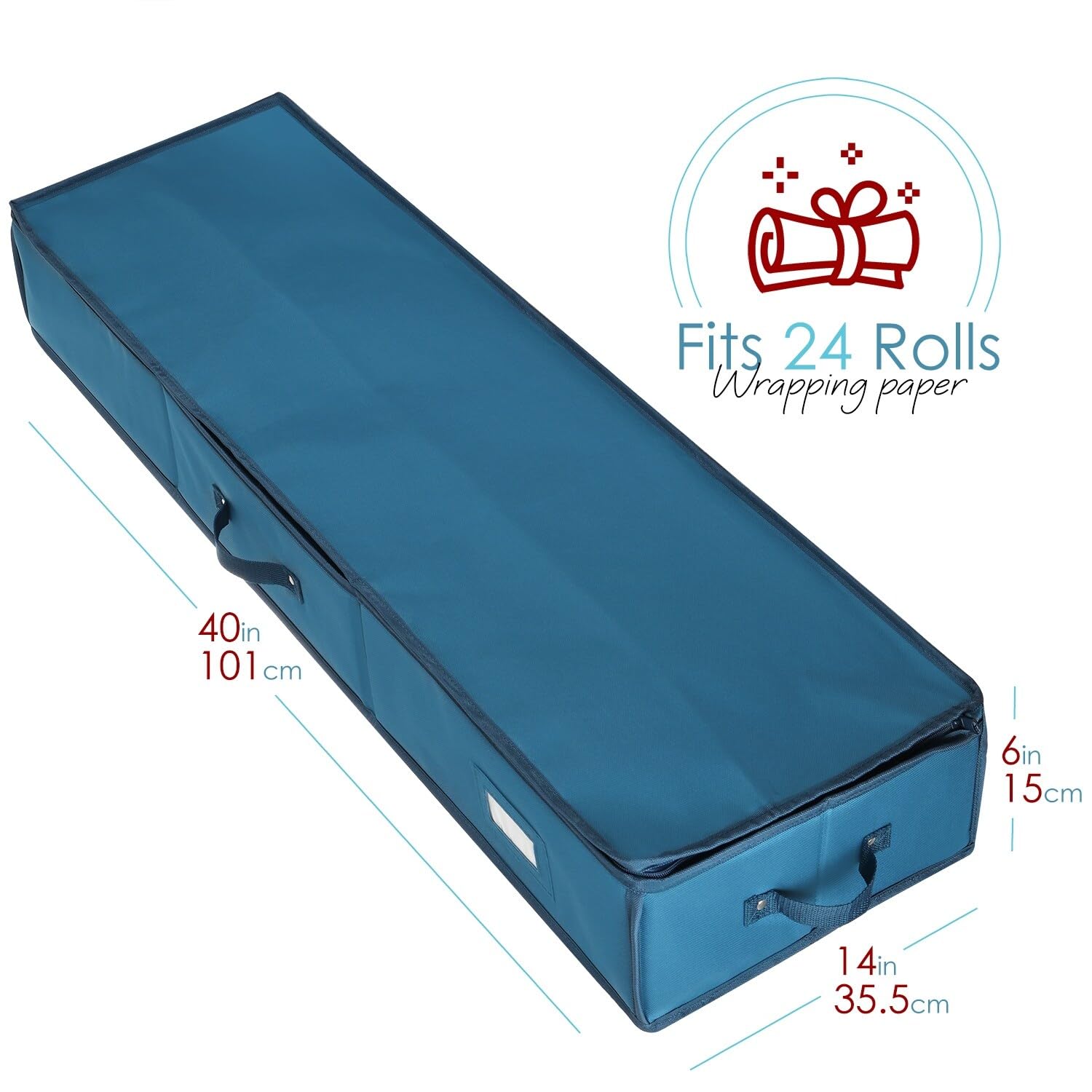 Hearth & Harbor Christmas Wrapping Paper Storage Containers - Gift Wrapping Organizer Storage Fits Up to 22 Rolls of 40" - Gift Wrap Organizer with Interior Pockets, Tear Proof - Gift Wrap Storage