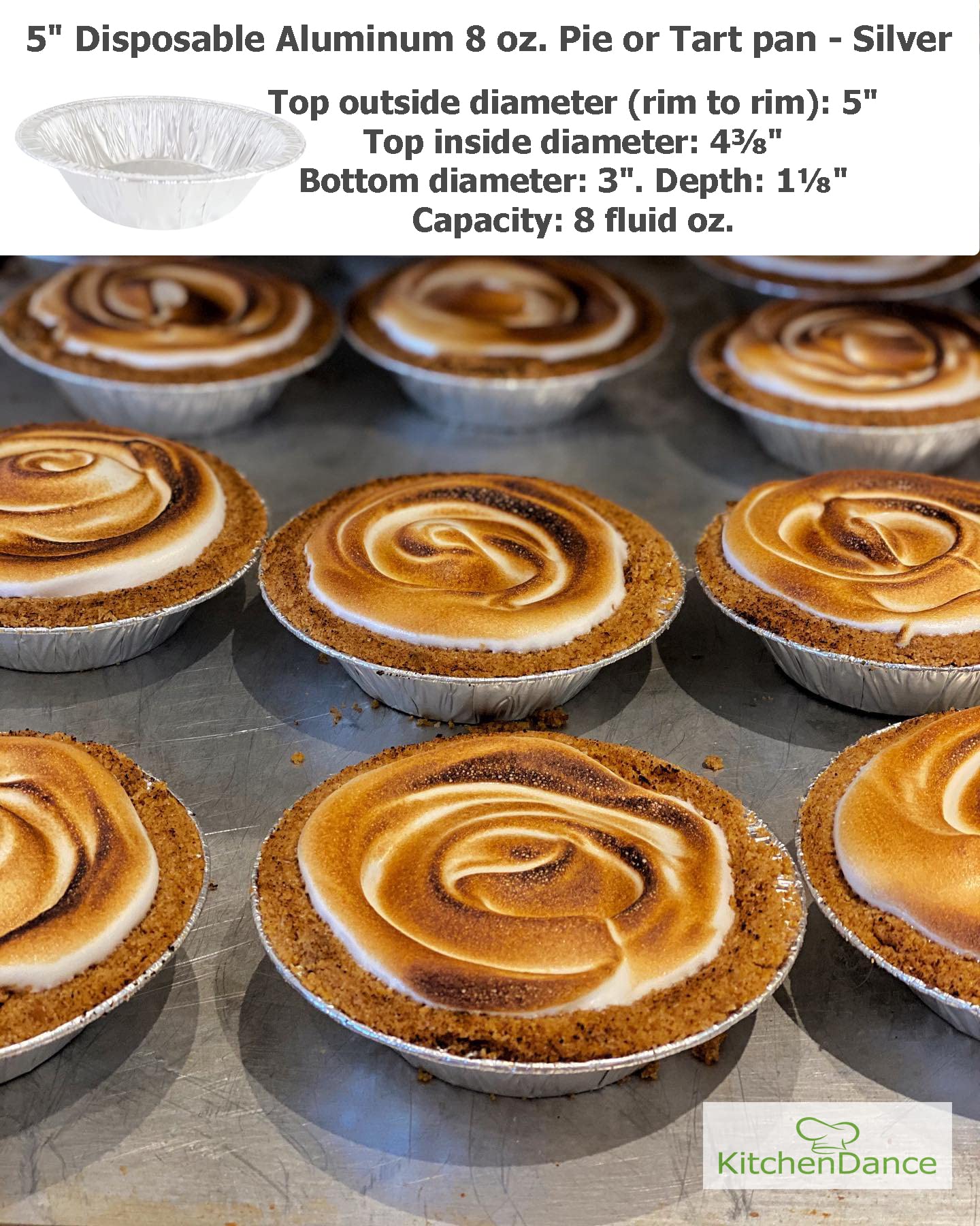 KitchenDance Disposable Aluminum Foil Tart Pan with Lid - 5" Aluminum Foil Individual Pie Pans, Baking Pan Perfect for Pies, Cobblers - 501P, (25)