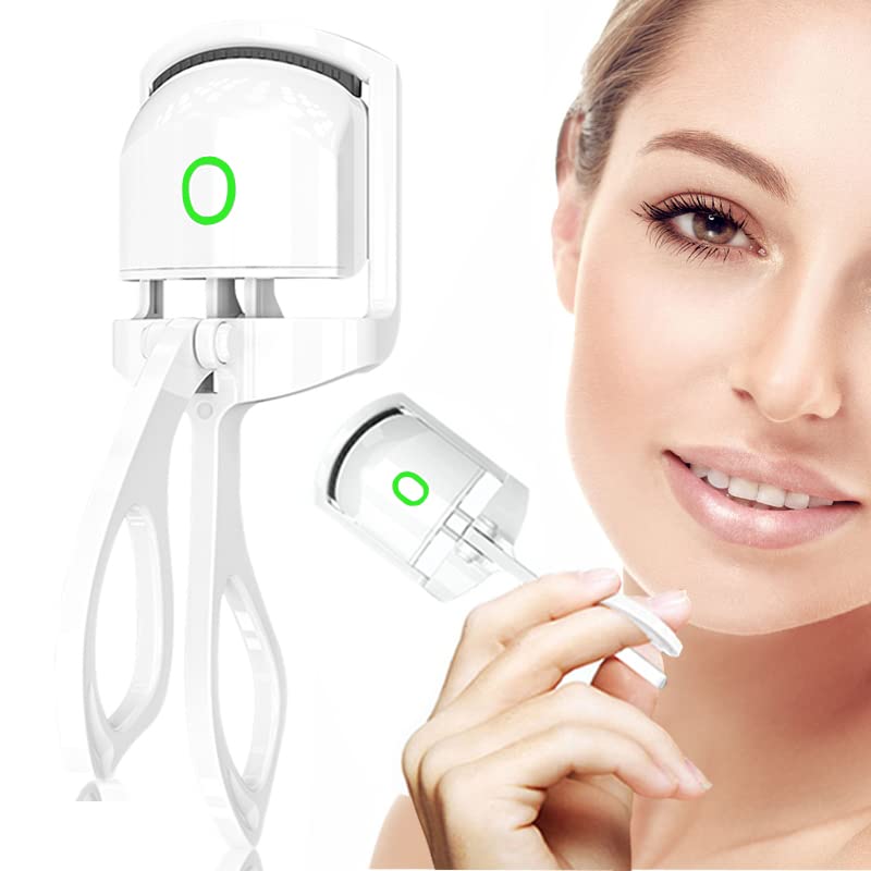 Heated Eyelash Curler, BYVUTE Regular Electric Lashes Curler with Sensing Heating Silicone Pads No Pitching Curler Long Lasting Two Temperature Settings Rechargeable with Pouch