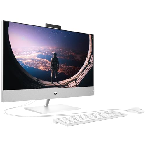 HP Pavilion 27 Business All-in-One, 27" FHD Screen, AMD Ryzen 5 5625U, 16GB RAM, 1TB SSD, Webcam, HDMI, Wi-Fi 6, Wired Keyboard & Mouse, Windows 11 Pro, White