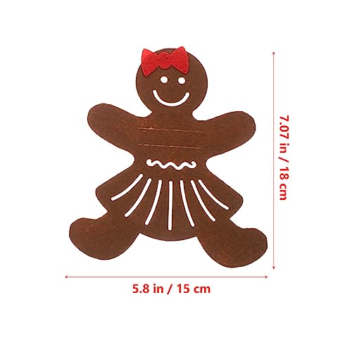 HOLIDYOYO 12Pcs Christmas Silverware Holders Fabric Gingerbread Man Shaped Cutlery Holder Pouch Bag Knife Fork Spoon Cover Tableware Holder for Christmas Party Table Decoration
