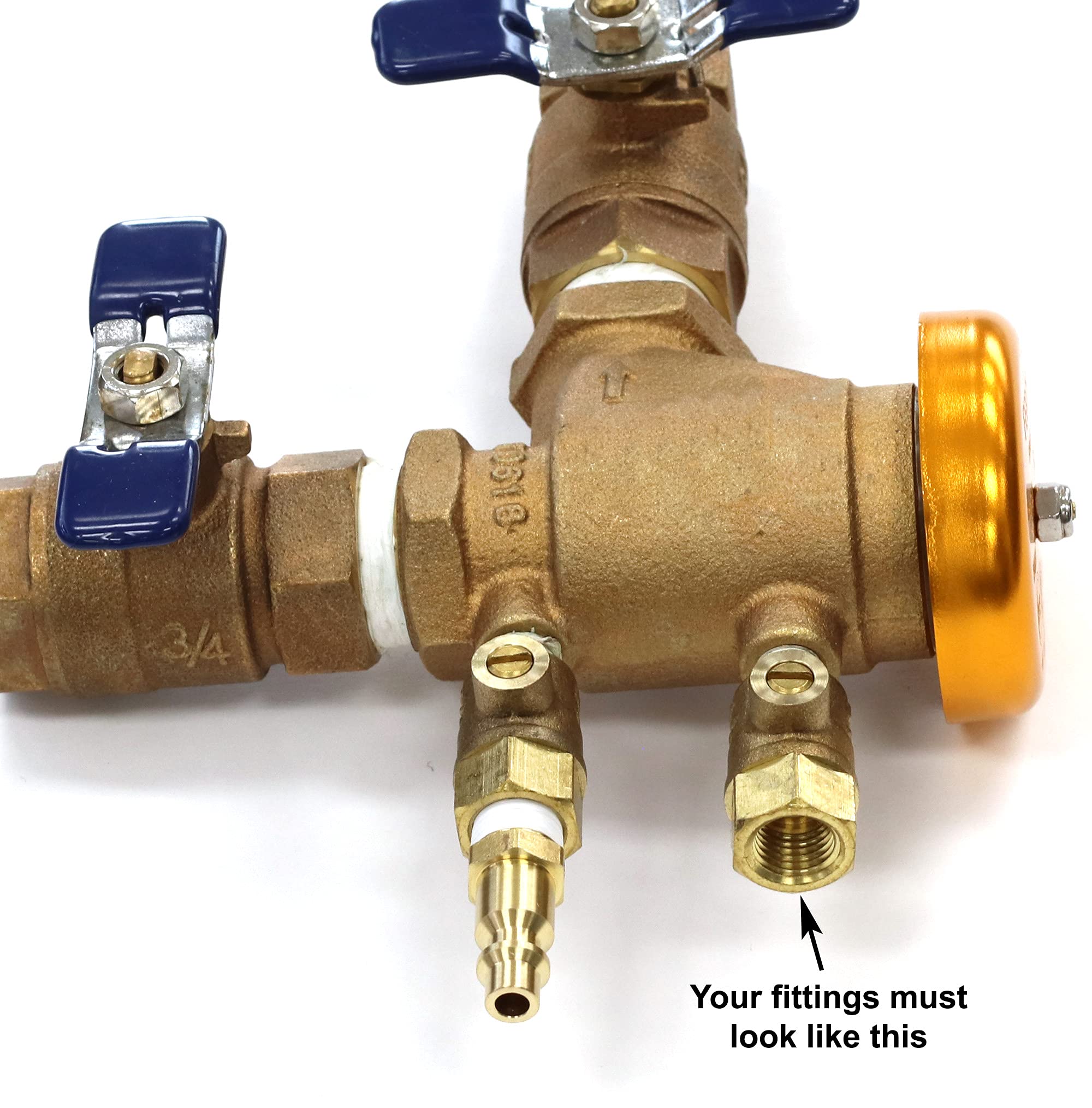 Industrial Style Plug to Male NPT Fittings | Adapters to Winterize Blow out Backflow Preventer and Pressure Vacuum Breaker (PVB) for Sprinkler Systems (Solid Lead-Free Brass)