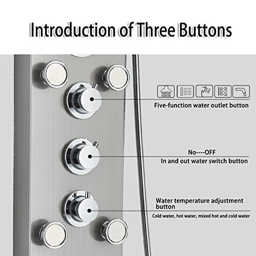 LED Shower Panel Tower System Wall-Mounted Complete Shower Column with Rain Massage Full Body shower Jets Tub Spout Handheld Shower, Brushed Nickelā¦