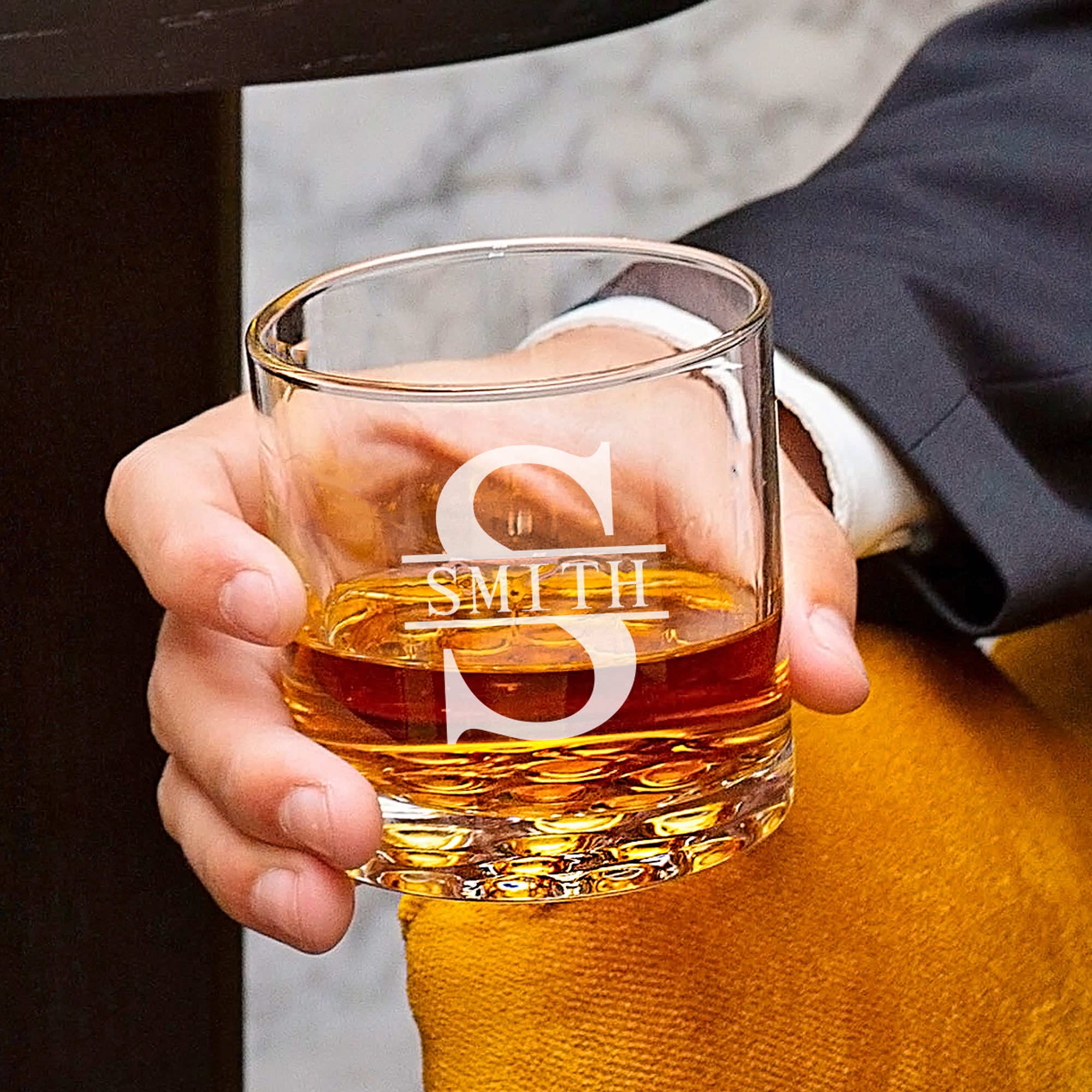HomeWetBar Quinton Monogram Engraved Whiskey Glass (Personalized Product)