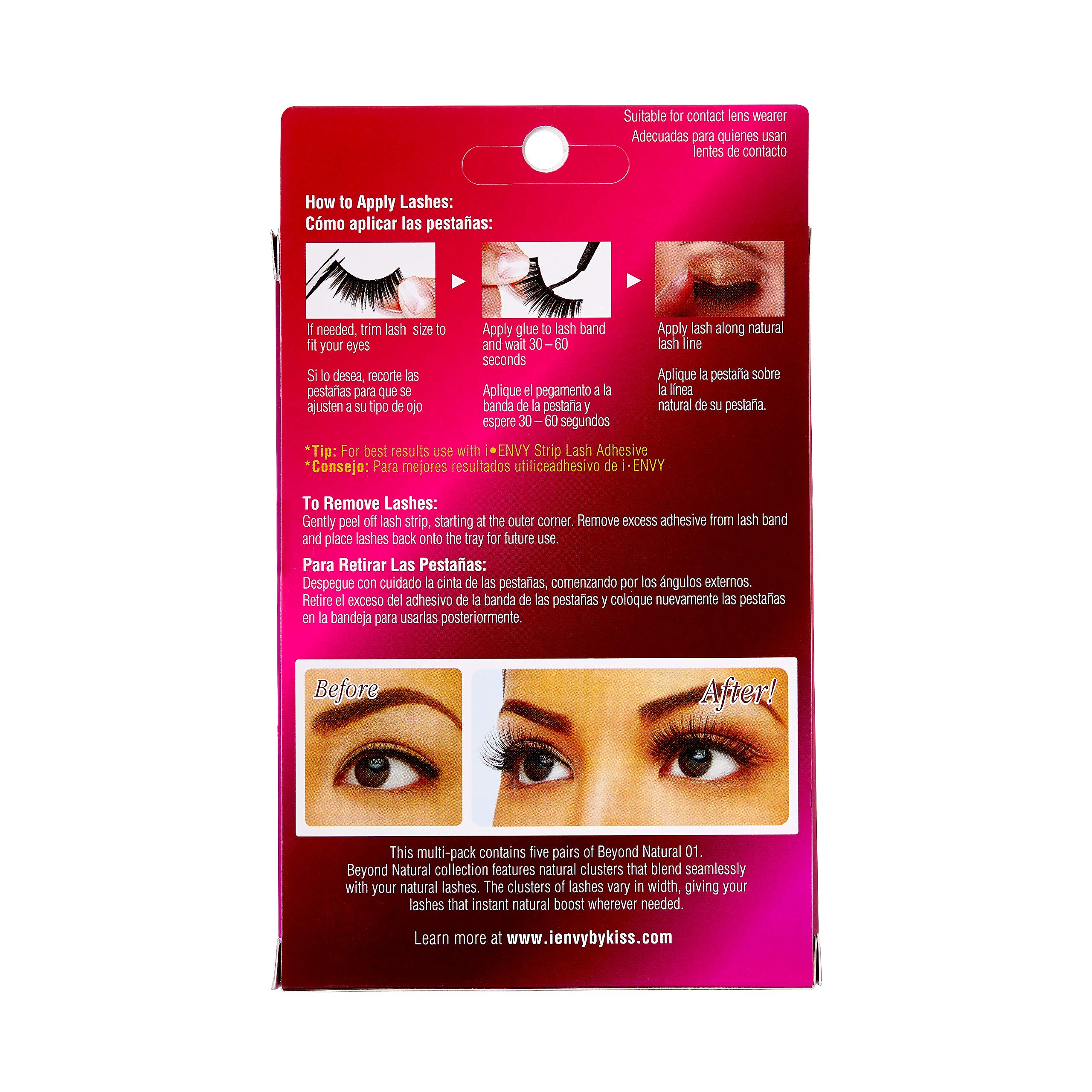 i-ENVY 5 Pairs Demi Wispies False Lashes Multi Pack Natural Look Premium 100% Human Hair Fluffy Eyelashes, Volume & Curl, Lightweight, Comfortable, Reusable