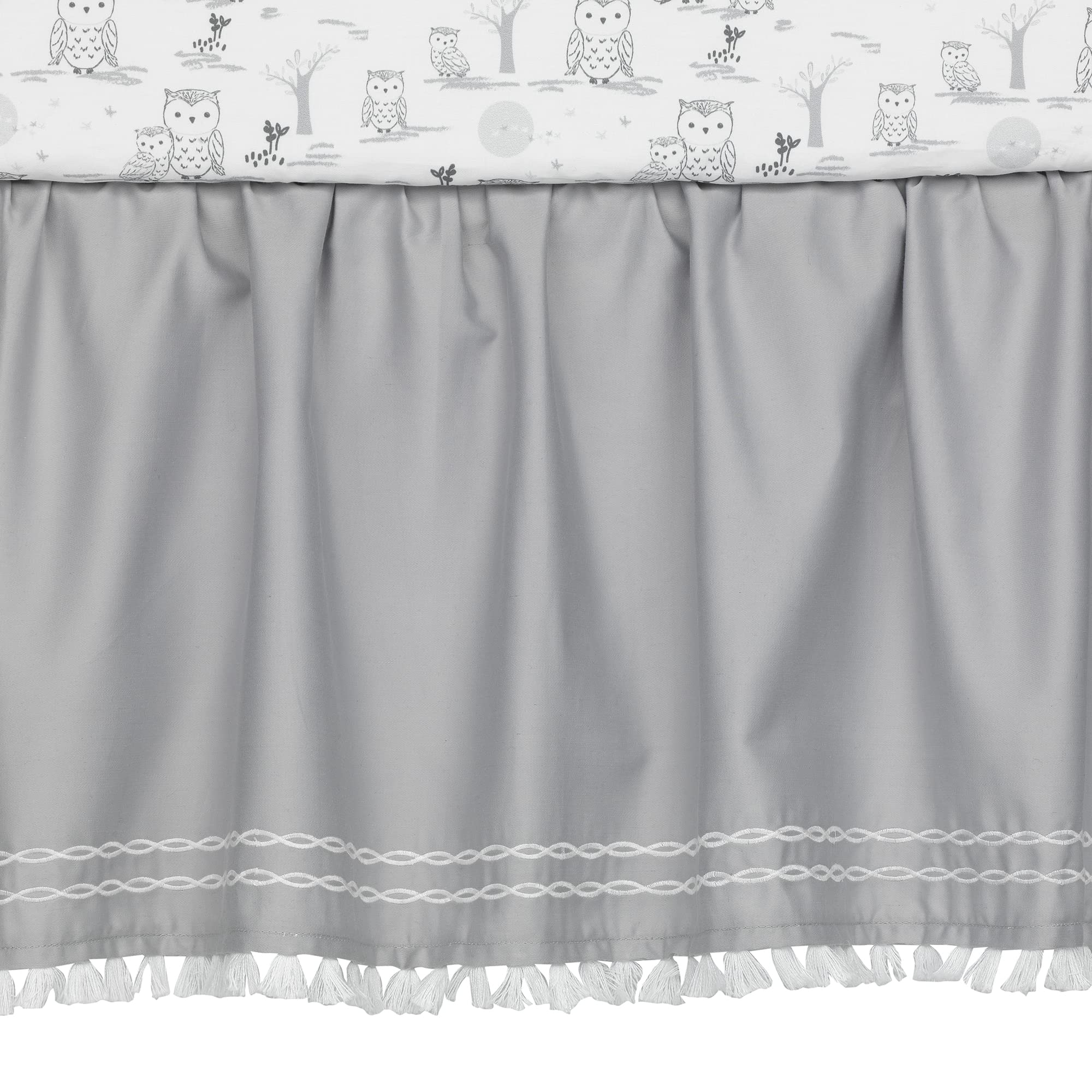 Lambs & Ivy Luna 6-Piece Gray/White Owl Nursery Baby Crib Bedding Set w/Mobile