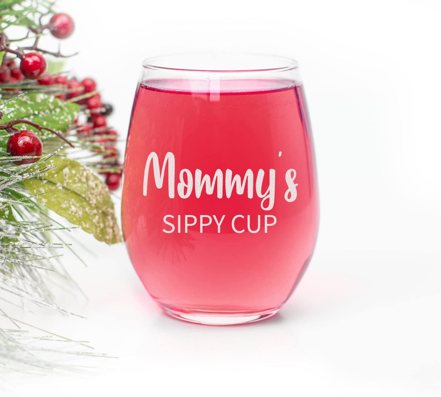 HTDesigns Mommy's Sippy Cup Stemless Wine Glass - Mother's Day Gift Mommy Wine Gift - First Time Mommy New Mommy Gift - Mommy Wine Glass