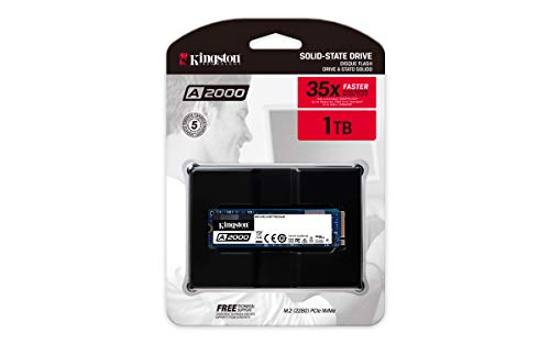 Kingston 1TB A2000 M.2 2280 Nvme Internal SSD PCIe Up to 2000MB/S with Full Security Suite SA2000M8/1000G