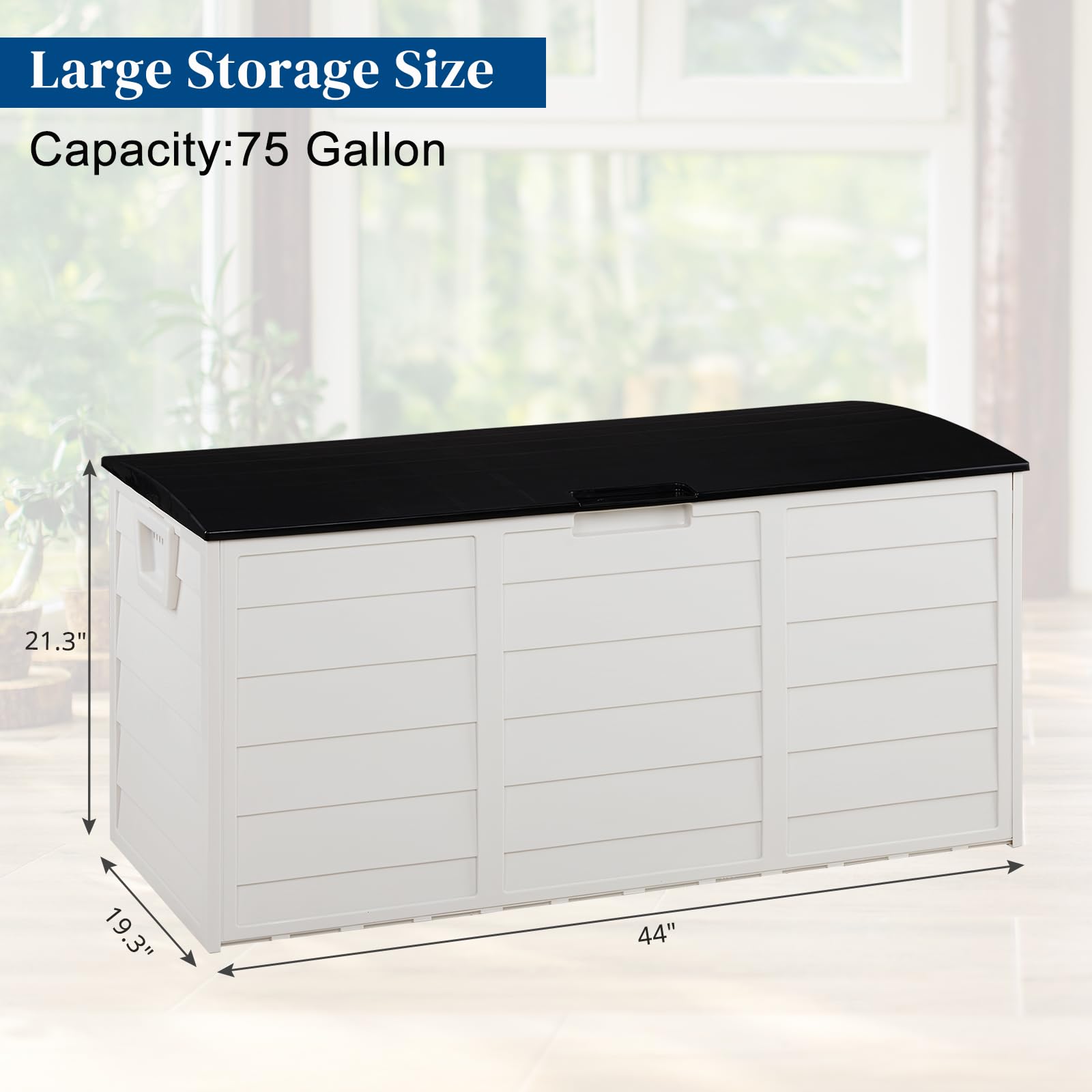 Outside Storage Box 75 Gallon Deck Boxes Outdoor waterproof Storage Container For Patio Cushions,Patio Furniture, Garden Tools