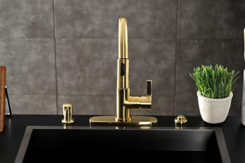 Kingston Brass LS8783CTL Continental Pull-Down Sprayer Kitchen Faucet, Brushed Brass